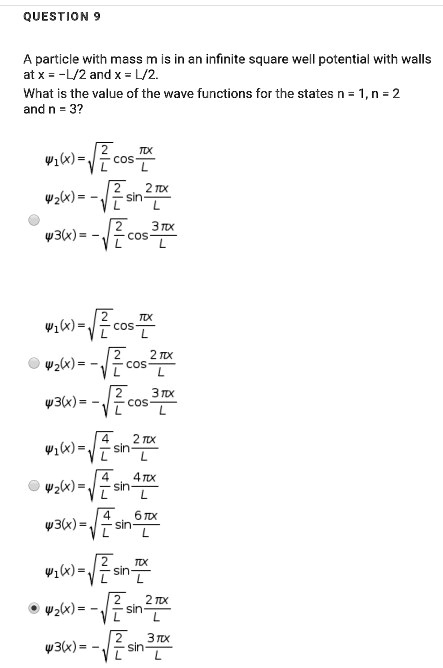 question a particle with mass m is in ah infinite square well potential with walls at x l2 andx ...