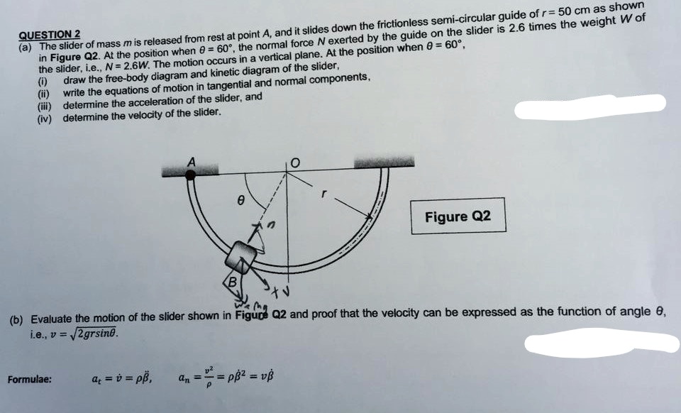 SOLVED: Texts: QUESTION 2 Draw the free-body diagram and kinetic diagram of the slider. (i ...