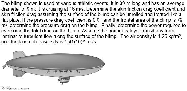 The blimp shown is used at various athletic events. It is 39 m long and ...
