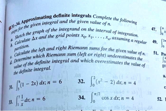 approximating definite integrals complete the integral and the given ...