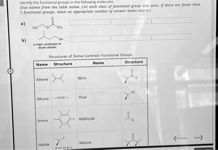 Solved Texts Identify The Functional Groups In The Following