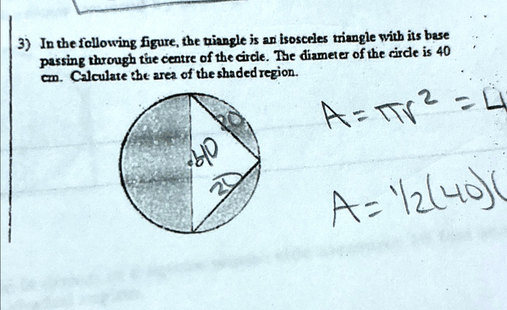 3) In the following figure, the triangle is an isosceles triangle with ...
