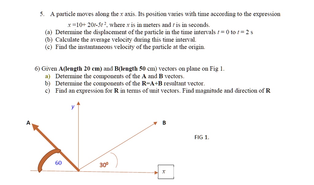 SOLVED: Particle moves along the x-axis. Its position varies with time ...