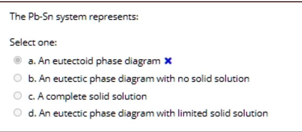 the pb sn system represents select one aan eutectoid phase diagram ban ...