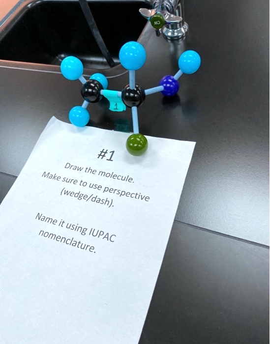 SOLVED: #1 Draw - Make the sure molecule: use (wedge/dash): perspective ...