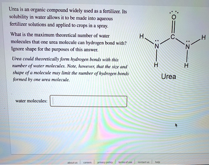 SOLVED: Urea is an organic compound widely used as fertilizer; Its ...