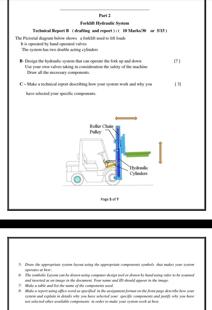 SOLVED: Part 2 Forklift Hydraulic System Technical Report Bdrafting and ...