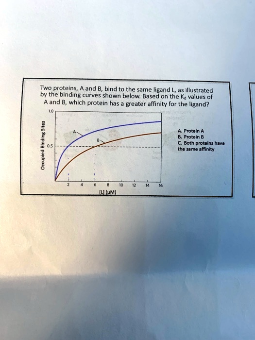 SOLVED: Two proteins; A and bind to the same ligand illustrated by the ...
