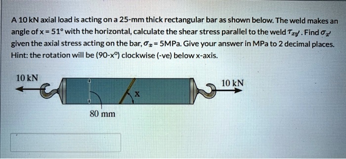 SOLVED: A 10 kN axial load is acting on a 25-mm thick rectangular bar ...