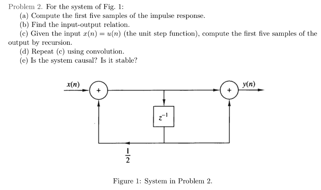 Solved Problem 2 For The System Of Fig 1 A Compute The First Five Samples Of The Impulse