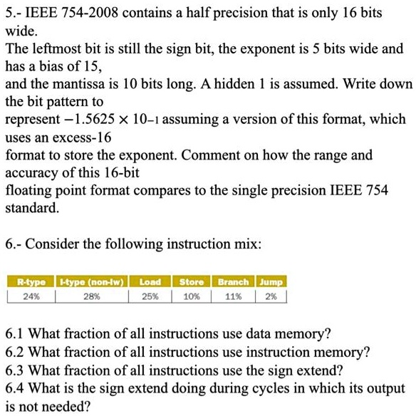 SOLVED: 5.-IEEE 754-2008 contains a half precision that is only 16 bits ...