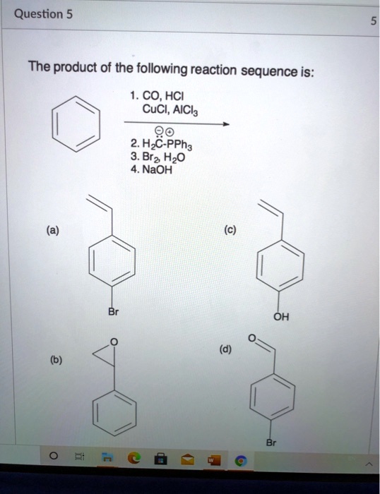 SOLVED: The product of the following reaction sequence is: 1. CO, HCl ...