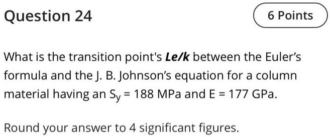 SOLVED: What is the transition point's Le/k between Euler's formula and ...