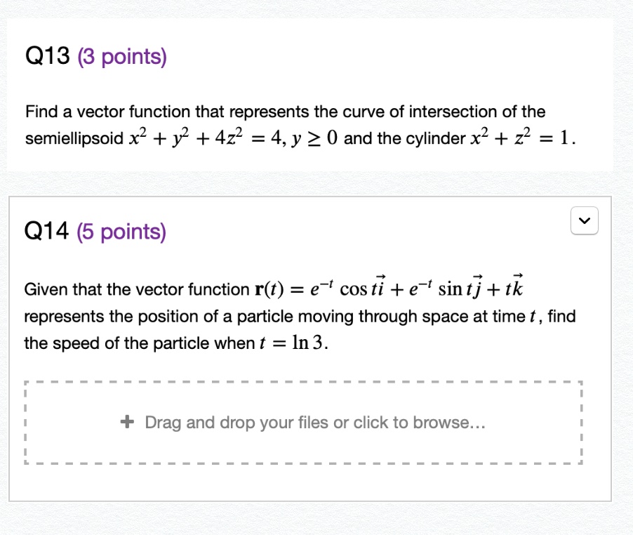 SOLVED: Q13 (3 points) Find a vector function that represents the curve of intersection of the ...