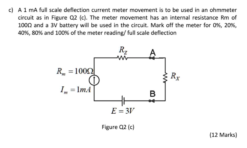 c) A 1 mA full scale deflection current meter movement is to be used in ...