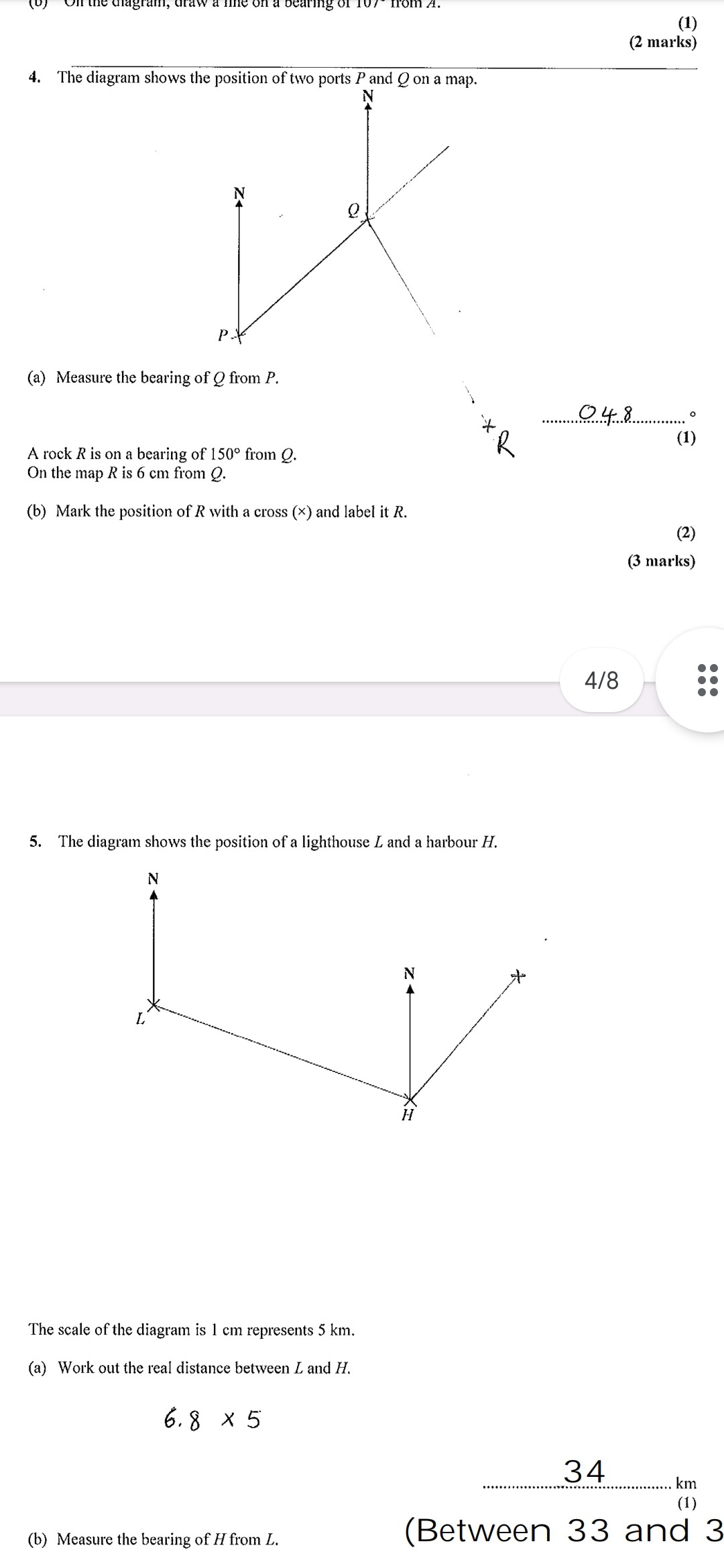 SOLVED: (1) (2 marks) 4. The diagram shows the position of two ports P ...