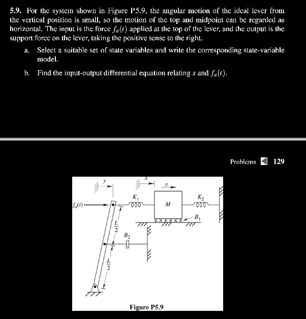 5.9. For the system shown in Figure P5.9, the angular motion of the ...