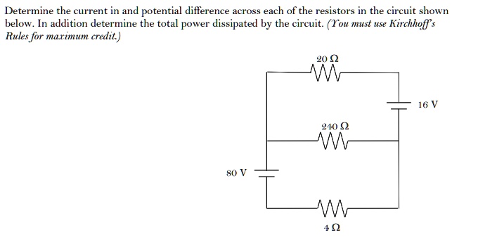SOLVED: Determine the current and potential difference across each of ...