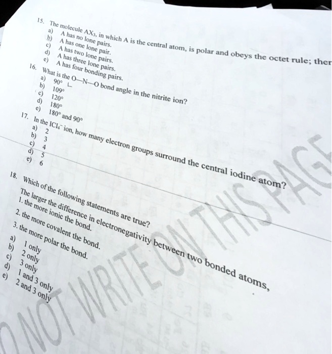 SOLVED:The molecule has no has lone which one lone Mirs. is the central ...