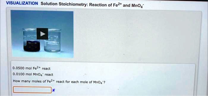 SOLVED: Visualization Solution Stoichiometry: Reaction of Fe2+ and MnO4 ...