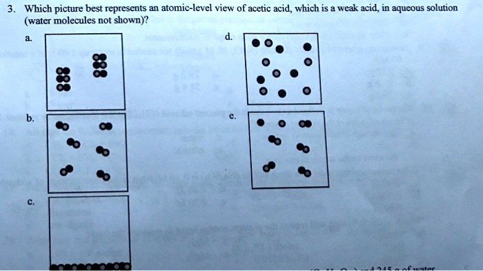 SOLVED: Which picture best represents an atomic-level view of acetic ...