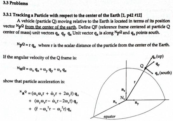 SOLVED: A vehicle particle Q moving relative to the Earth is located in terms of its position ...