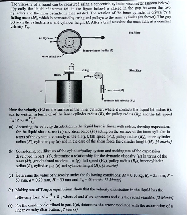 the viscosity of a liquid can be measured using a concentric cylinder ...
