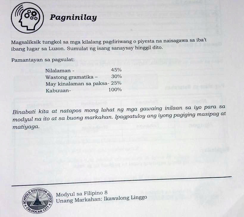 SOLVED: Magsaliksik tungkol sa mga kilalang pagdiriwang o piyesta na naisagawa sa iba't ibang ...
