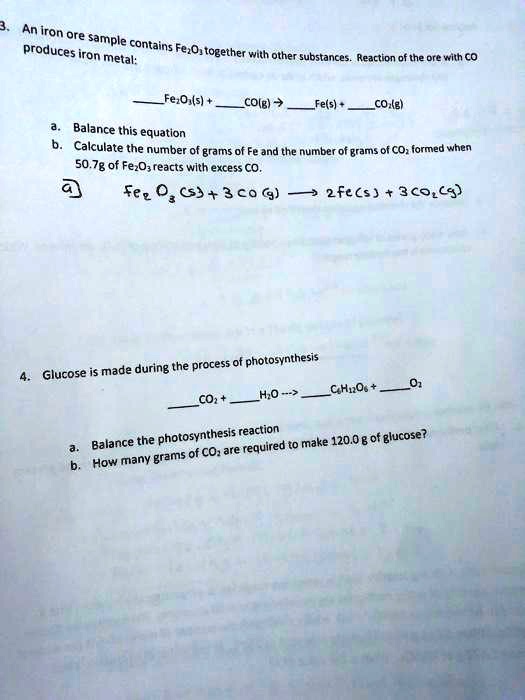 Solved An Iron Ore Sample Contains Produces Iron Metalo Fezo Together