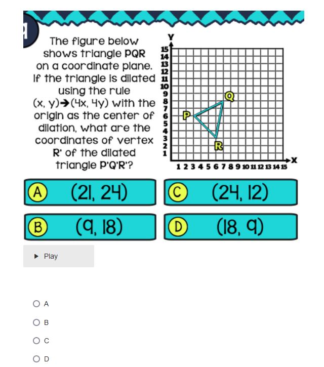 SOLVED: The figure below shows triangle PQR on a coordinate plane. If the triangle is dilated ...