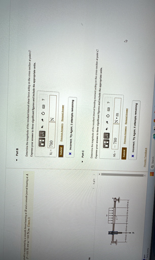 shaft is supported by a smooth thrust bearing at b and a smooth journal ...