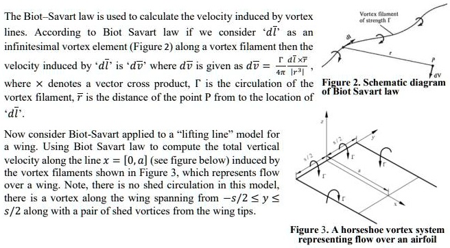 SOLVED: The Biot-Savart law is used to calculate the velocity induced by vortex lines. The Biot ...
