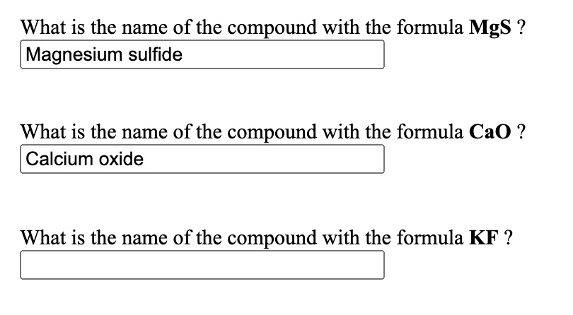 SOLVED: What is the name of the compound with the formula MgS ...