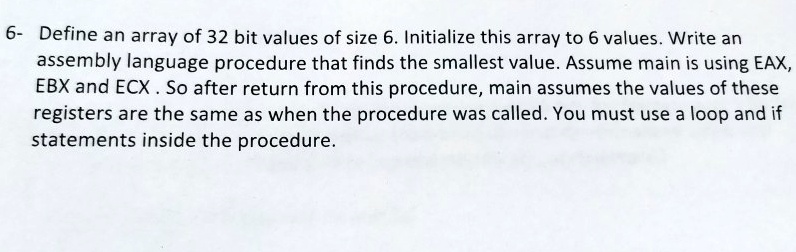 Solved Define An Array Of 32 Bit Values Of Size 6 Initialize This 7652