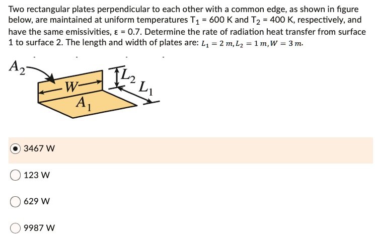 SOLVED: Two rectangular plates perpendicular to each other with a ...