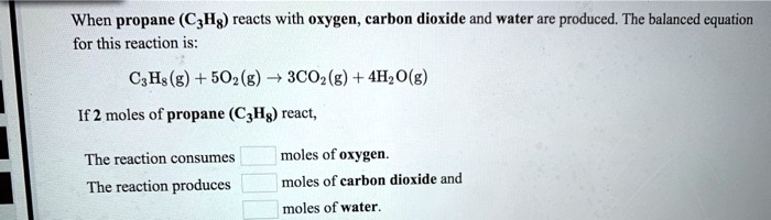 when propane czhg reacts with oxygen carbon dioxide and water are ...