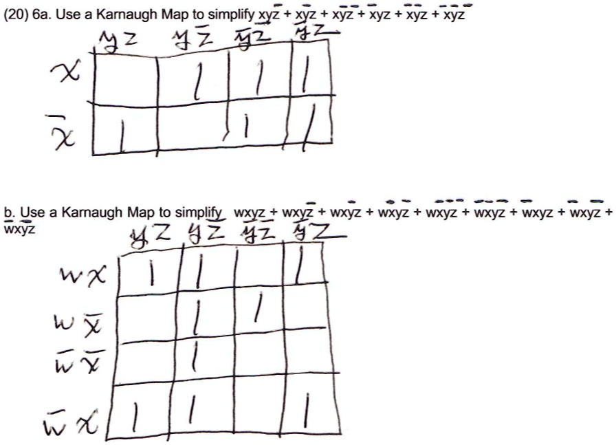 SOLVED: Use a Karnaugh Map to simplify XYZ + xyz + xyz + Xyz + Xyz ...