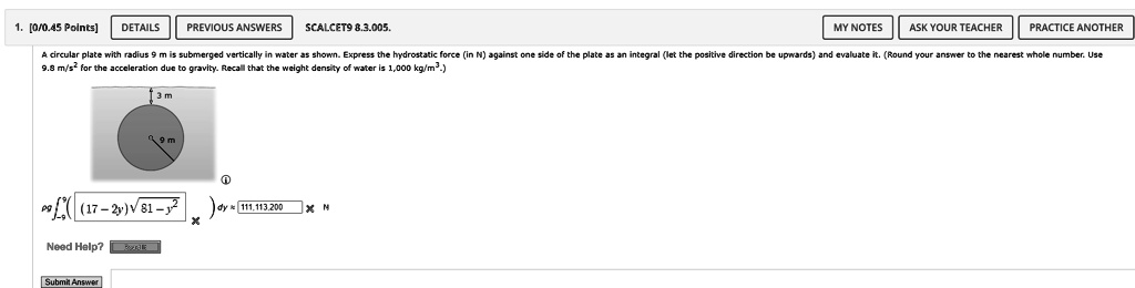 Solved Texts A Circular Plate With Radius 9 Is Submerged Vertically In Water As Shown Express