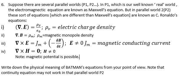 6. Suppose there are several parallel worlds (P1, P2...). In P1, which ...