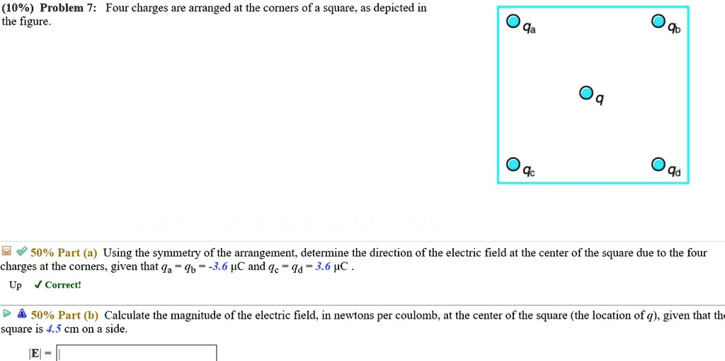 10 Problem 7 Four Charges Are Arranged At The Corners Of A Square The Figure Depicted In