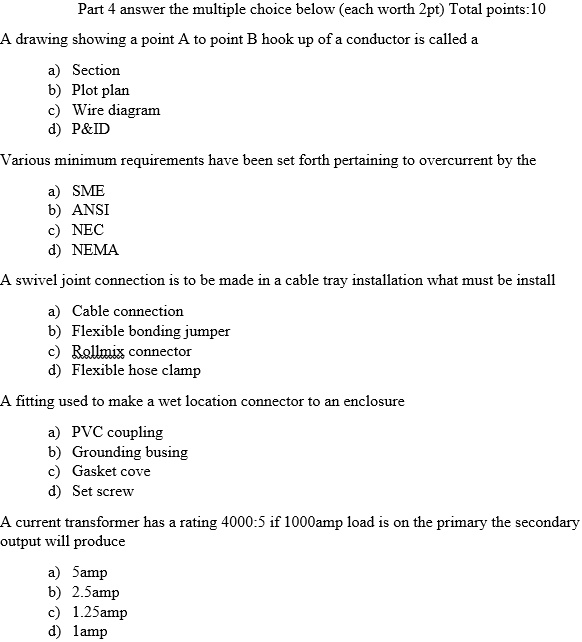 SOLVED: Part 4 answers the multiple-choice questions below (each worth ...