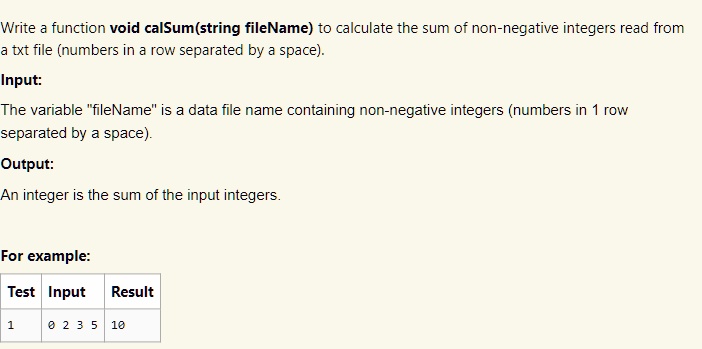 Get Answer Write A Function Void Calsumstring Filename To Calculate 1563