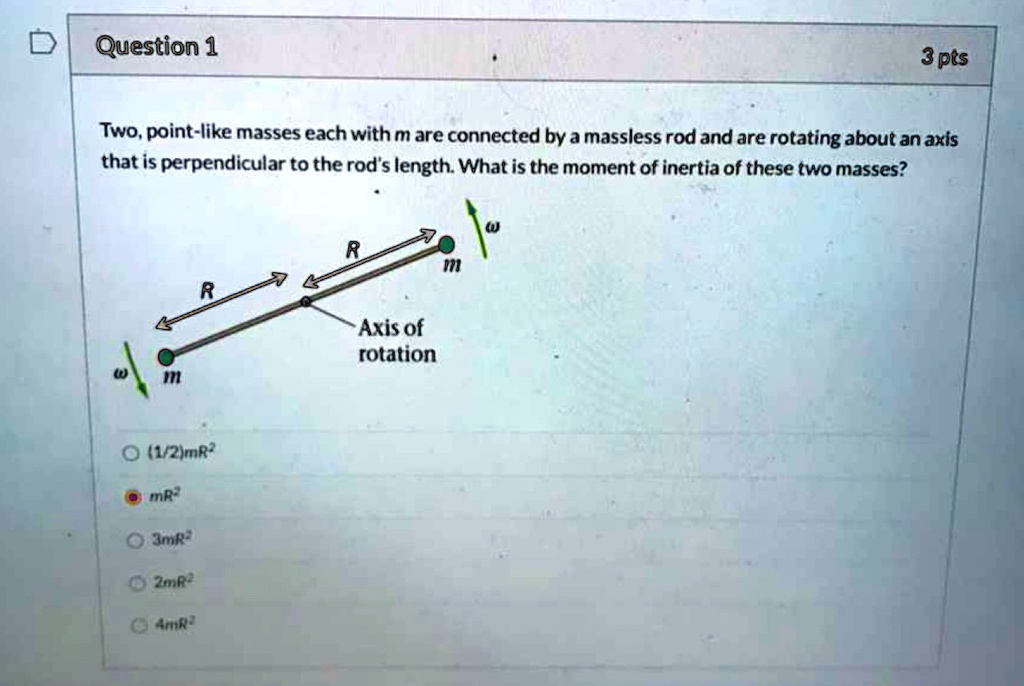 SOLVED: Two point-like masses, each with mass m, are connected by a ...