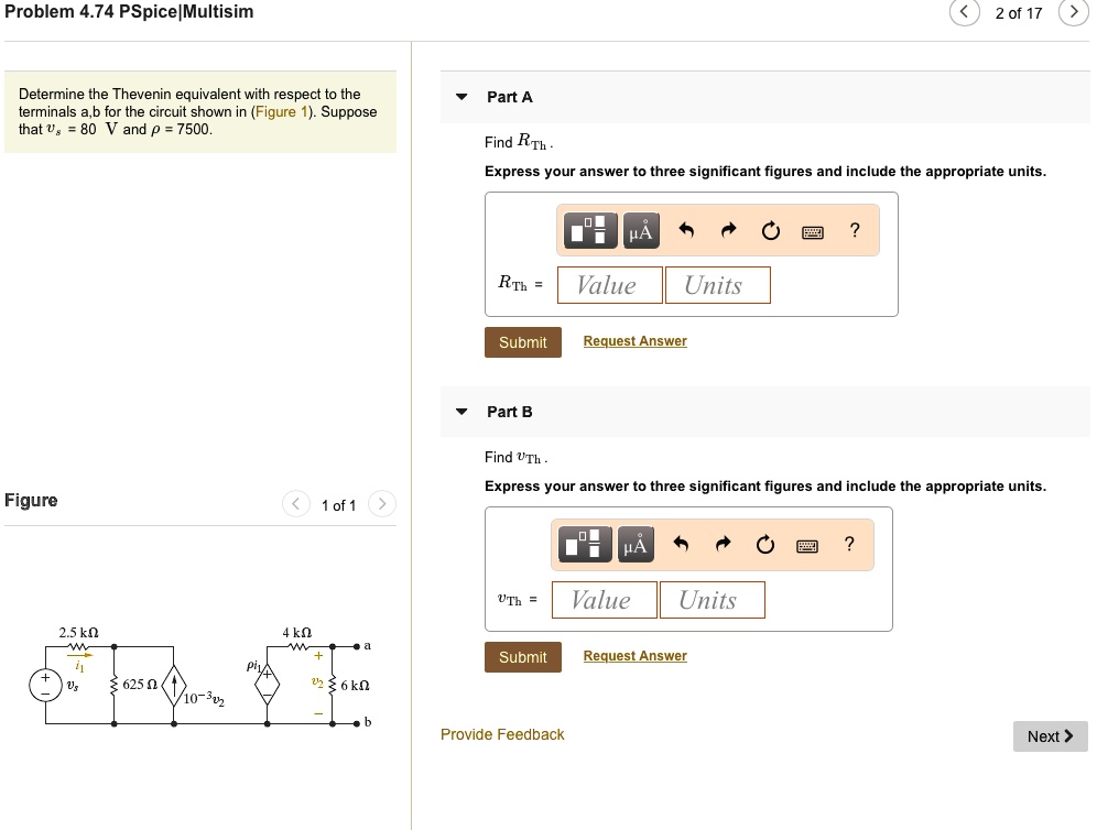 SOLVED: Problem 4.74 PSpice Multisim 2 of 17 Determine the Thevenin equivalent with respect to ...