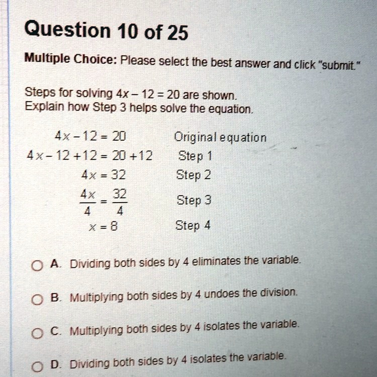 SOLVED: '????????????????????? Question 10 of 25 Multiple Choice ...