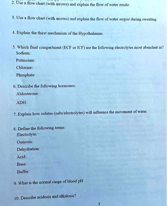 2. Use a flow chart (with arrows) and explain the flow of water intake ...