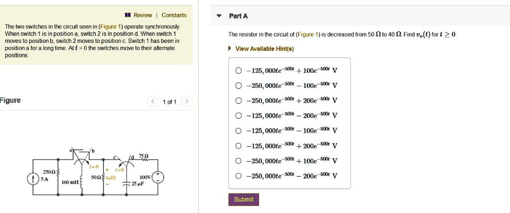 SOLVED: Review Constants The two switches in the circuit seen in ...