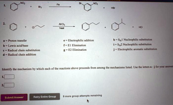 SOLVED: NCI) Proton trnsfer Lewis acid base Radical chain substitution ...