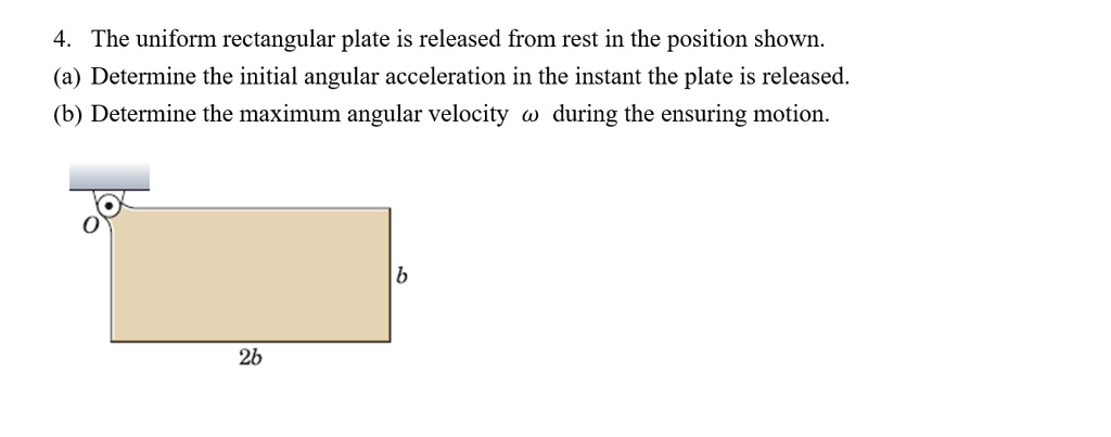 SOLVED: 4. The uniform rectangular plate is released from rest in the position shown. (a ...