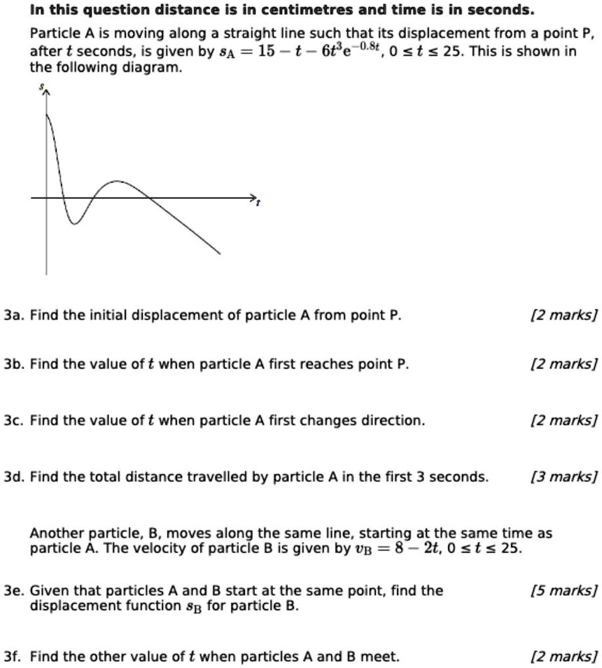 SOLVED: In this question, distance is in centimeters and time is in ...